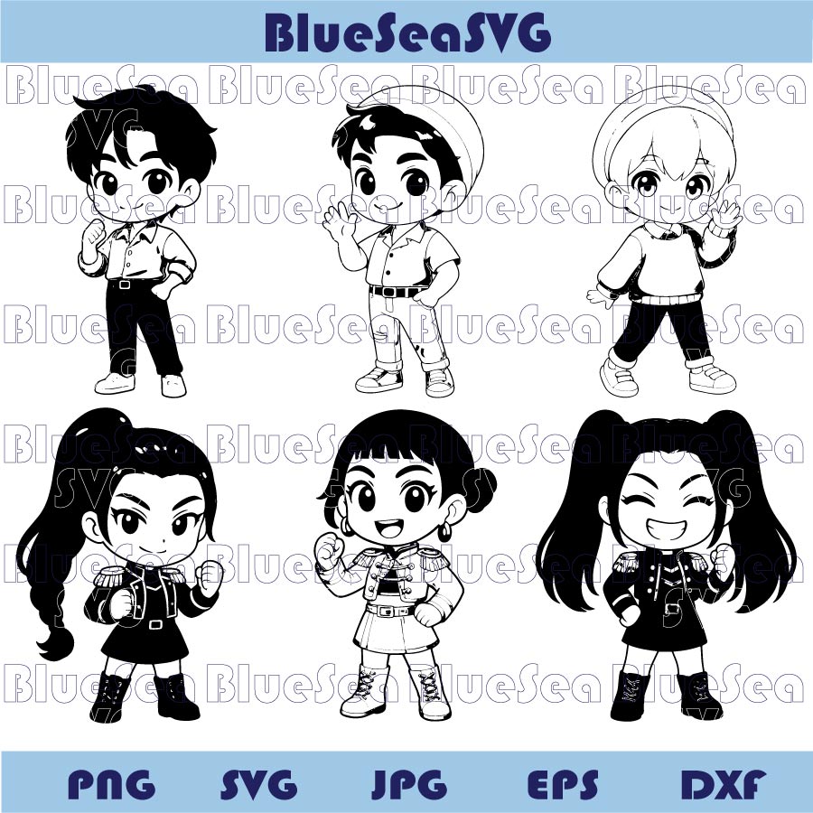 Demon Hunters Svg Kpop Huntrix Png Chibi Anime Svg Cricut Cut File