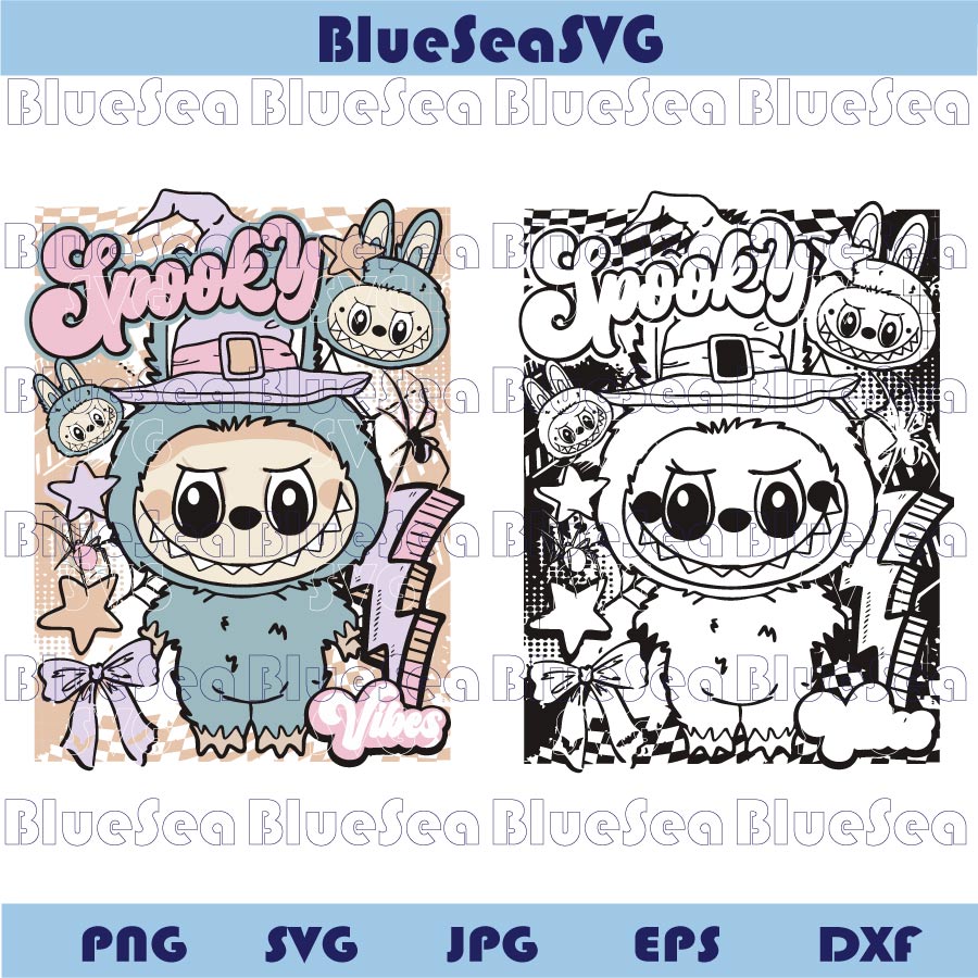 Halloween Labubu Svg Spooky Vibes Labubu Png Witch Monster Doll